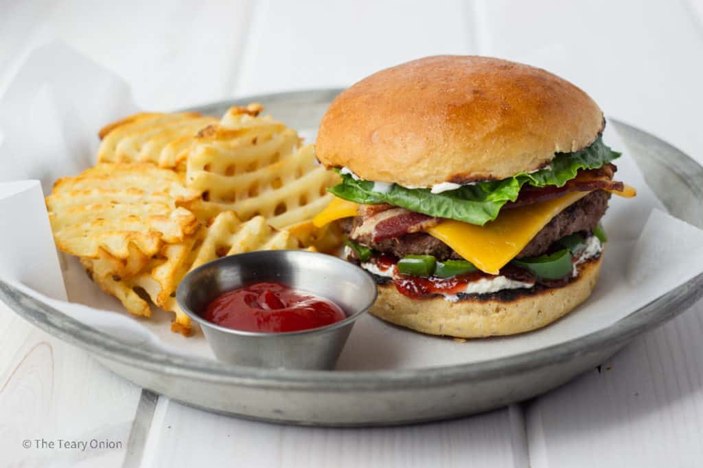 Raspberry Jalapeno Popper Burger - The Teary Onion